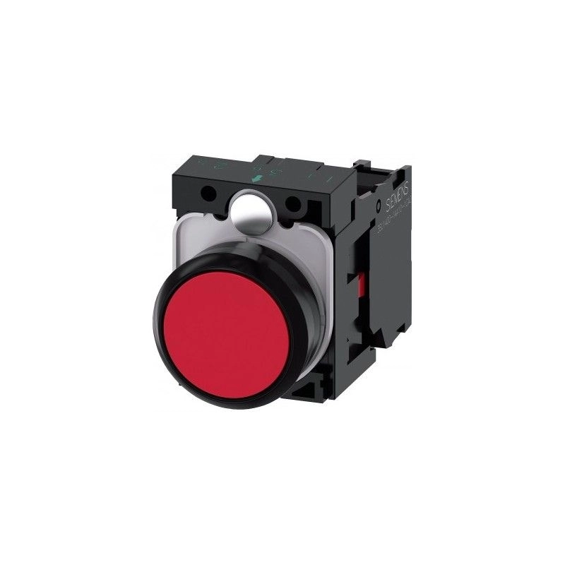 Pulsador rasante plástico rojo 1NC IP69K | Siemens | BP Soluciones Eléctricas